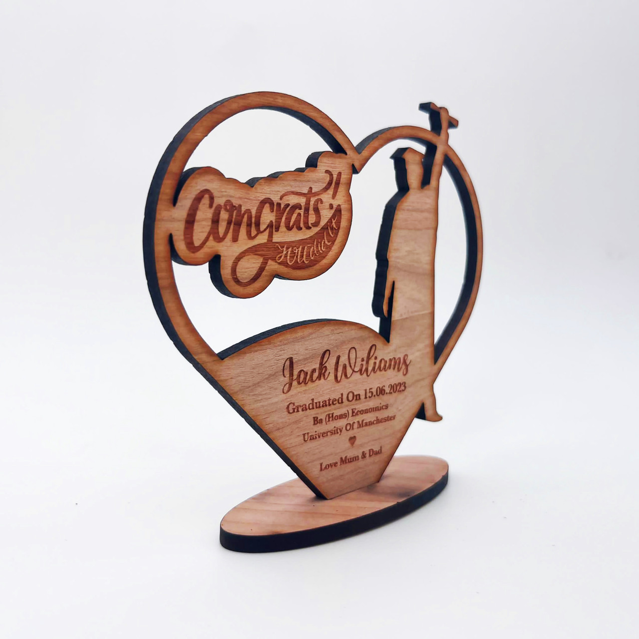 Wood Graduation Male Silhouette Heart Congratulations Keepsake ...