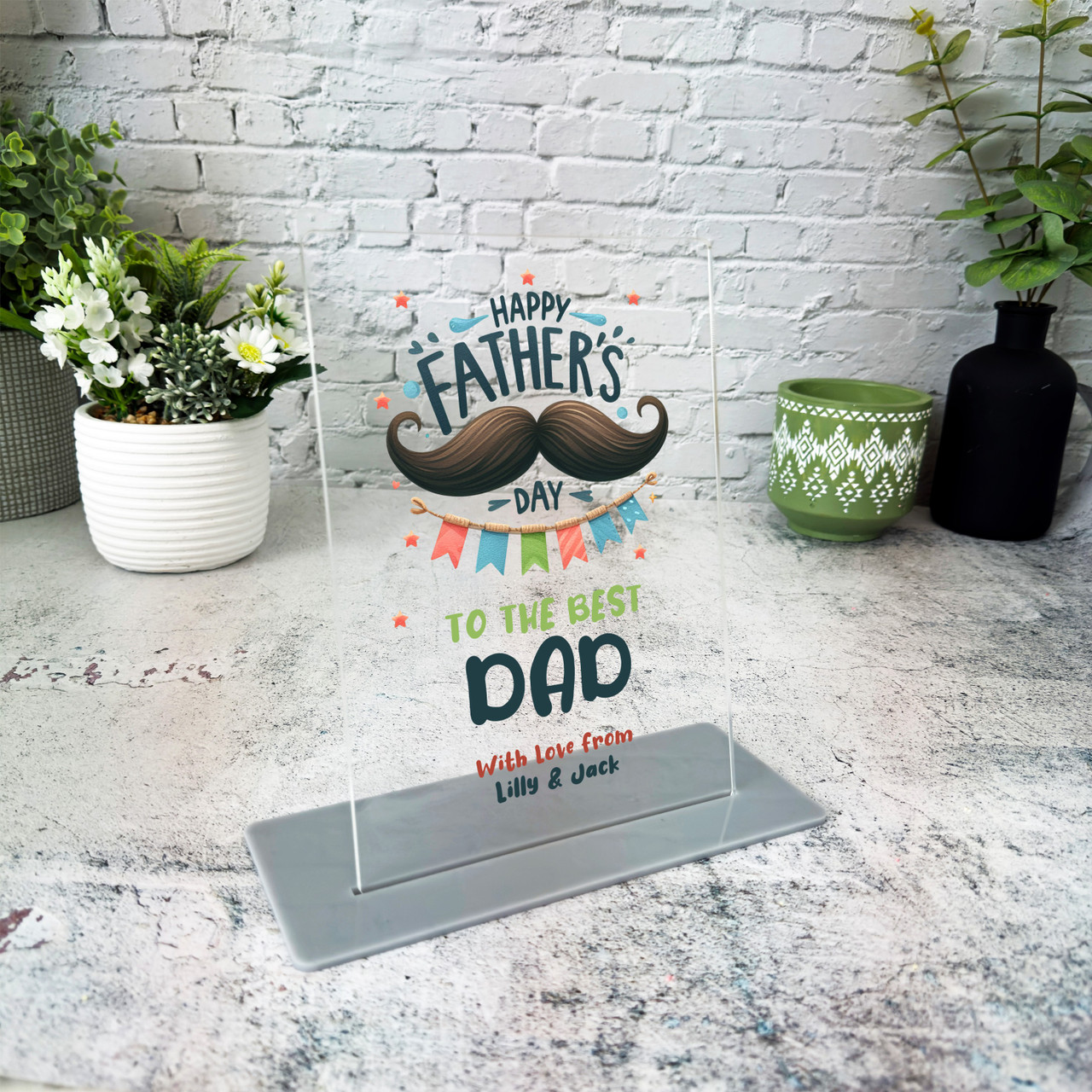 Fathers Day Gift The Best Dad Mustache Personalised Acrylic Plaque ...