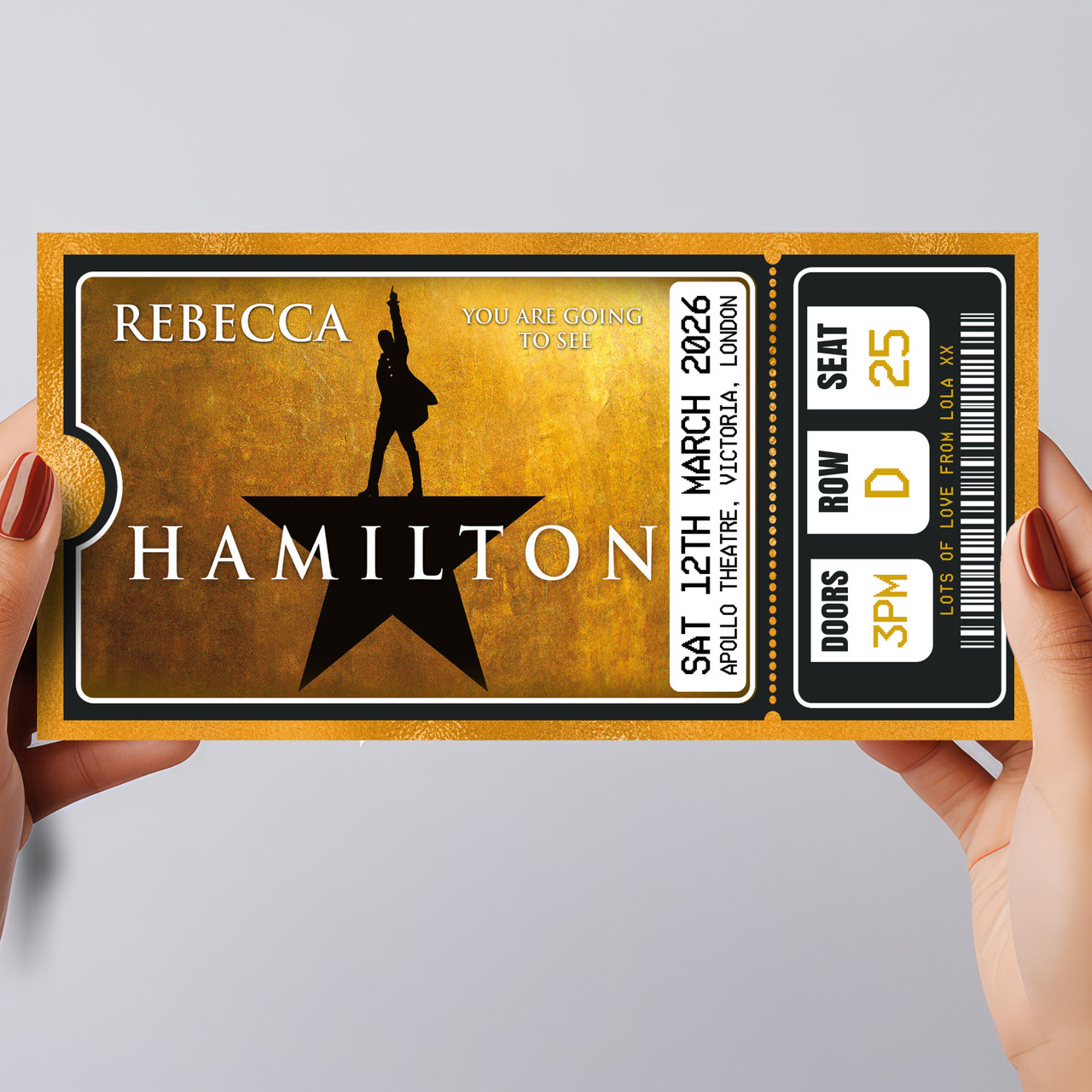 Hamilton The Musical Show Theatre Personalised Surprise Ticket Gift ...