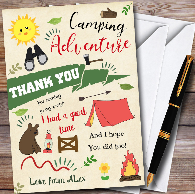 Camping Adventure Personalised Party Thank You Cards - The Card Zoo