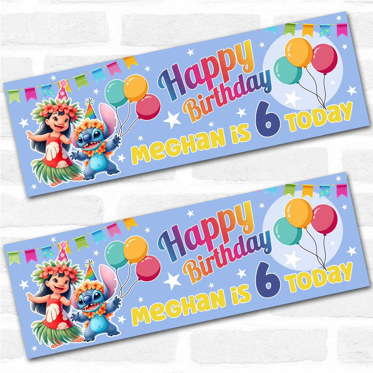 Personalised Party Banner For Kids Birthday Lilo And Stitch - The Card Zoo