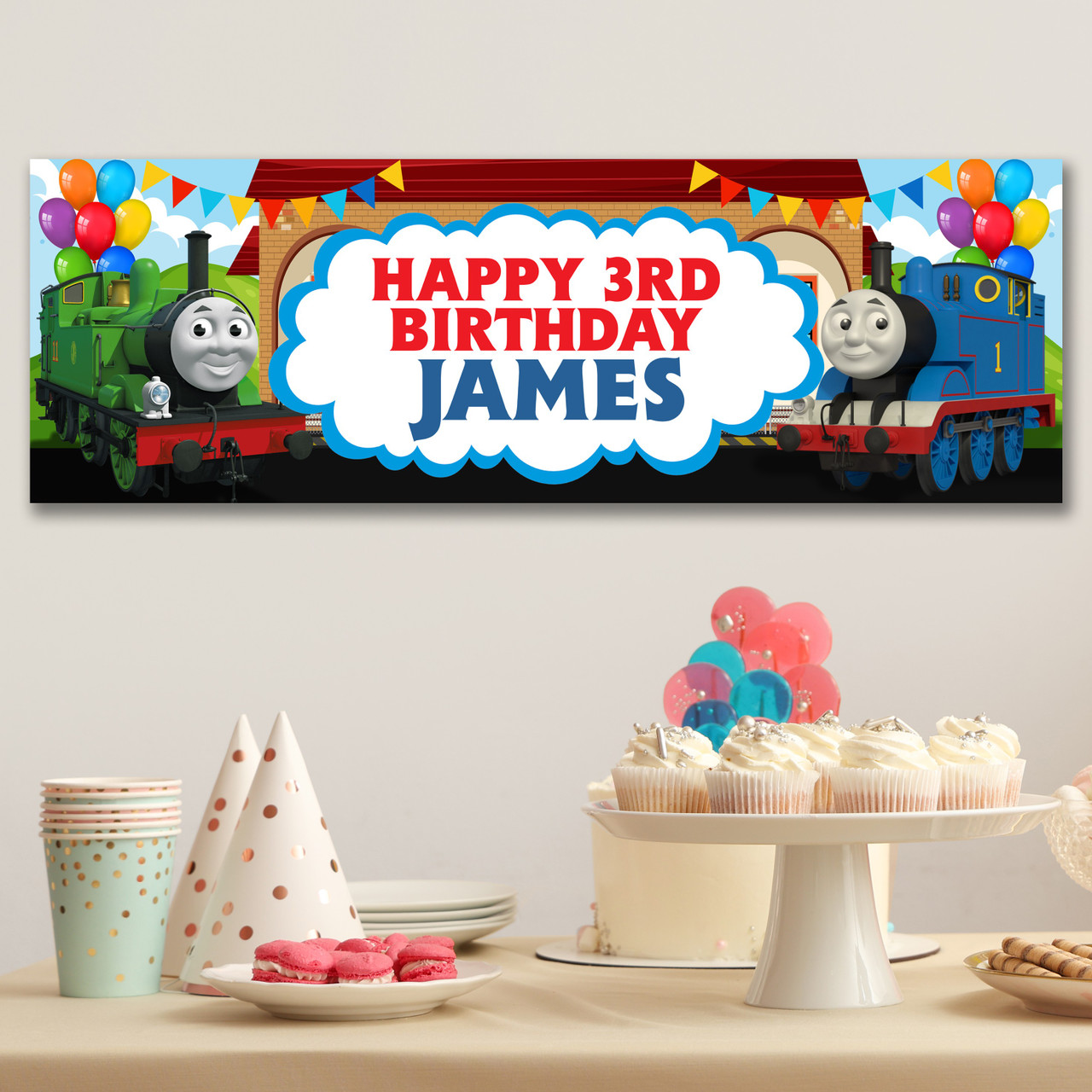Personalised Party Banner For Kids Birthday Thomas The Tank Engine ...