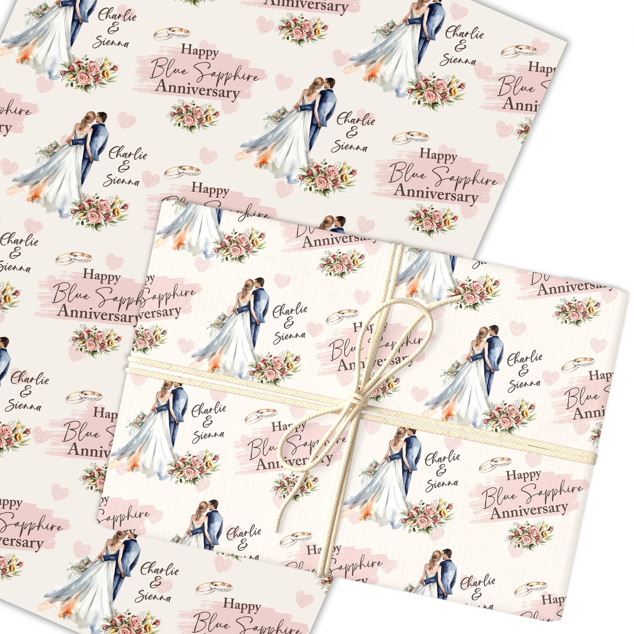 Personalised Wrapping Paper 65th Blue Sapphire Wedding Anniversary ...