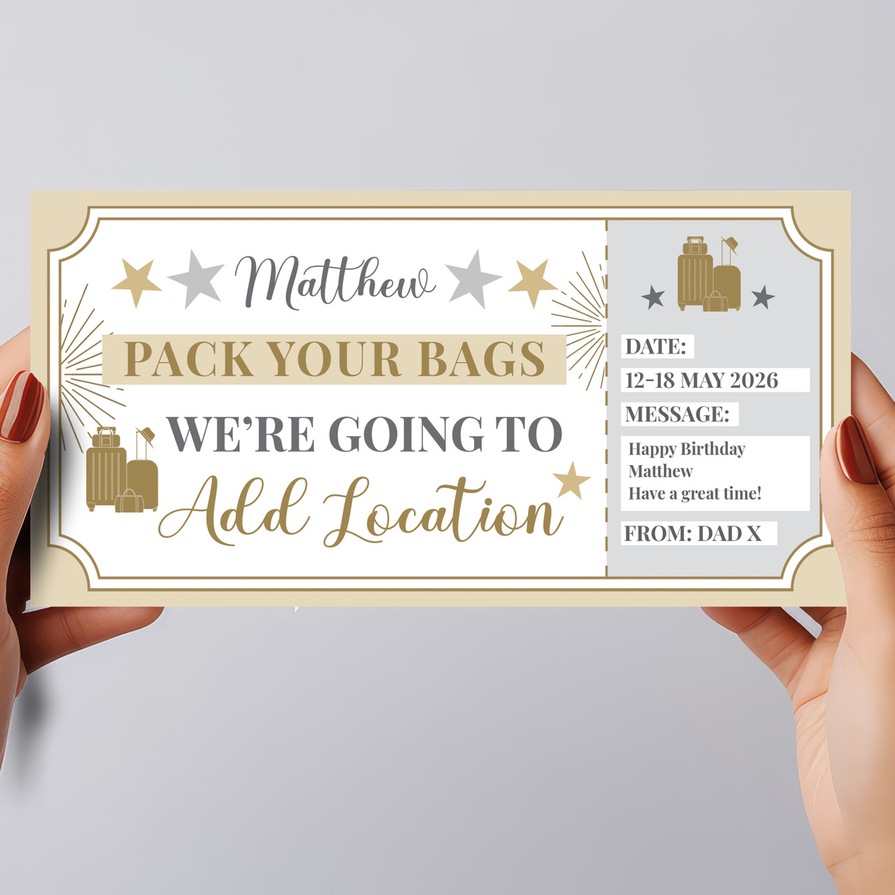 Pack Your Bags Holiday Hotel Personalised Gift Voucher Surprise Holiday ...