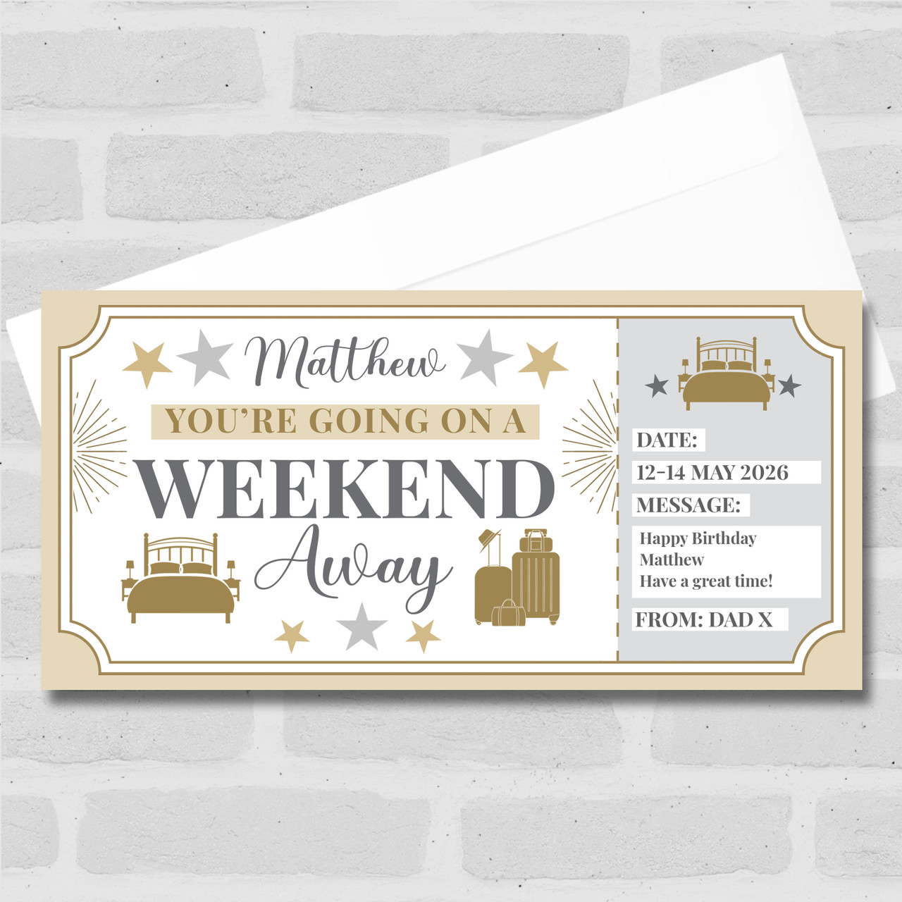 Short Break Weekend Away Personalised Gift Voucher Surprise Trip ...