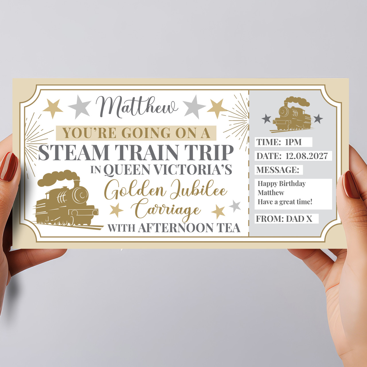 Steam Train Queen Victoria's Jubilee Personalised Gift Voucher Surprise ...