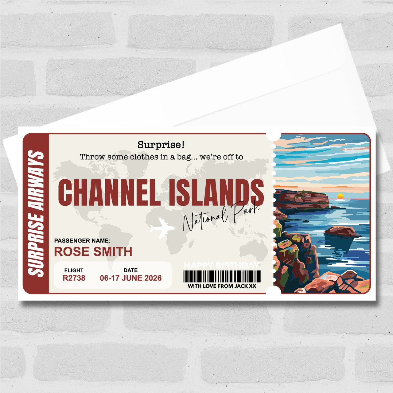 Trip To Channel Islands Parks Personalised Gift Voucher Surprise Trip ...