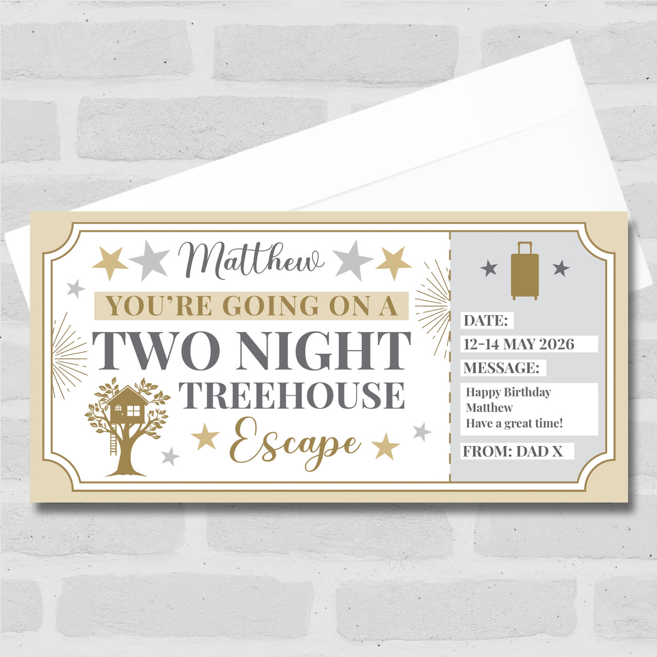 Two Night Treehouse Personalised Gift Voucher Surprise Trip Holiday ...