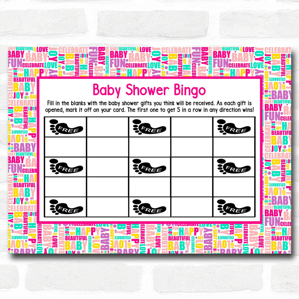 Fun Words Baby Shower Games Bingo Cards - The Card Zoo