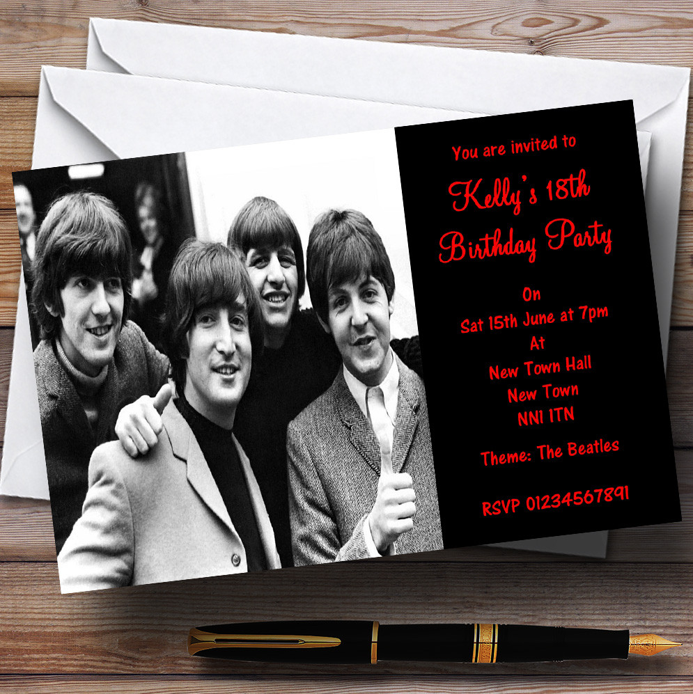 The Beatles Theme Personalised Party Invitations - The Card Zoo