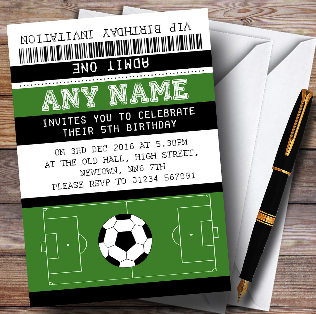 Football Soccer Match Ticket Children's Birthday Party Invitations ...