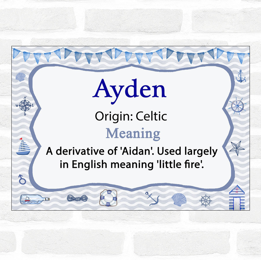 Ayden Name Meaning Nautical Certificate - The Card Zoo