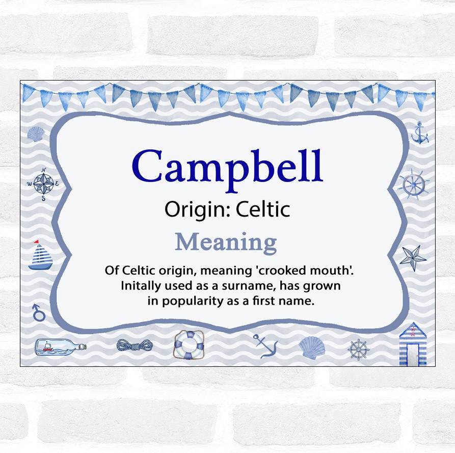 Campbell Name Meaning Nautical Certificate - The Card Zoo