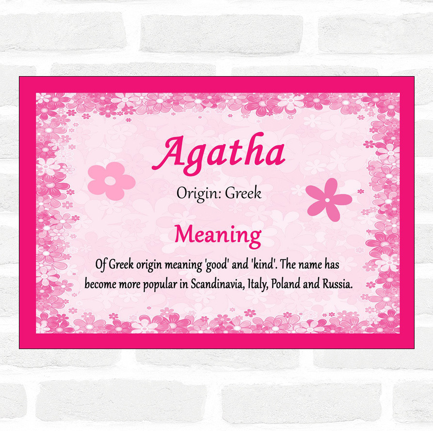 Agatha Name Meaning Pink Certificate - The Card Zoo