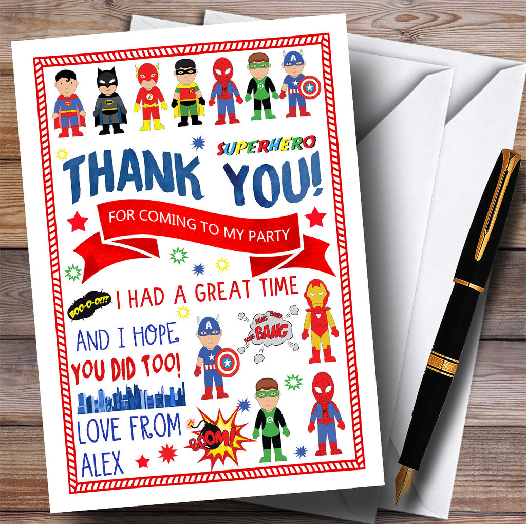 Superhero Comic Party Thank You Cards - The Card Zoo