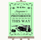 Aqua Photobooth This Way Left Personalised Wedding Sign - The Card Zoo