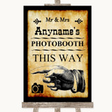 Aqua Photobooth This Way Left Personalised Wedding Sign - The Card Zoo