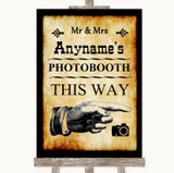Red & Gold Photobooth This Way Right Personalised Wedding Sign - The ...