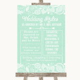 Green Rules Of The Wedding Personalised Wedding Sign - The Card Zoo