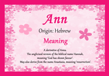 Ann Personalised Name Meaning Certificate - The Card Zoo