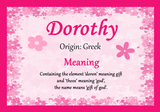Dorothy Personalised Name Meaning Certificate - The Card Zoo
