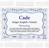 Cade Name Meaning Nautical Certificate - The Card Zoo
