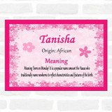 Tanisha Name Meaning Pink Certificate - The Card Zoo