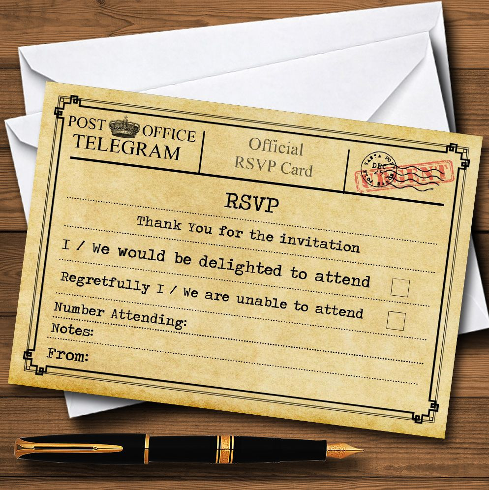 Vintage Telegram Typewritten Personalised Wedding Invitations - The ...