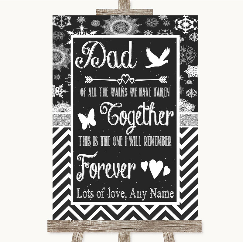 Chalk Sketch Dad Walk Down The Aisle Personalised Wedding Sign - The ...