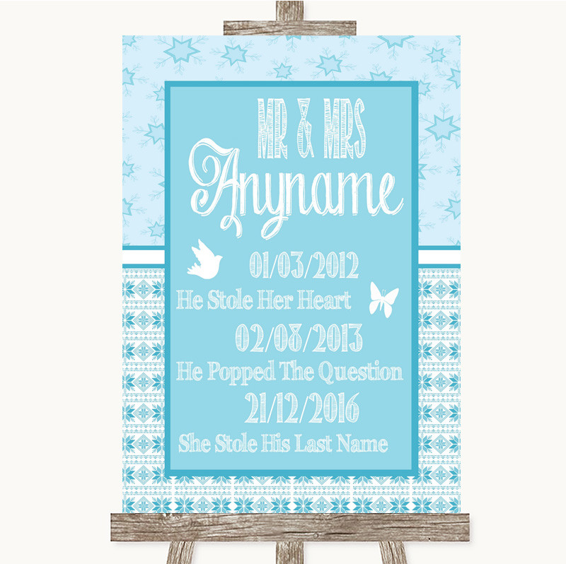 Blue and Gold Important Special Dates Personalised Wedding Sign - The ...