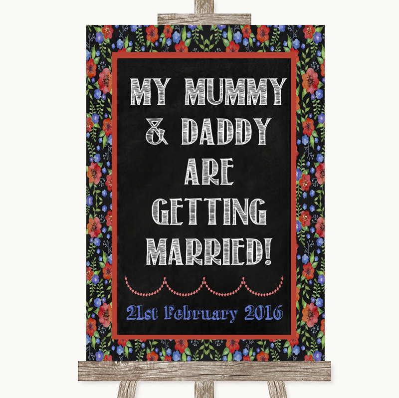 Chalk Style Black and White Lights Mummy Daddy Getting Married Wedding ...