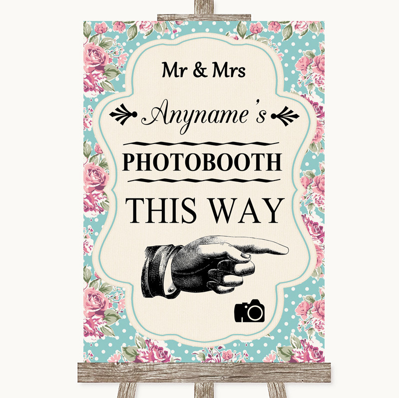 Shabby Chic Floral Photobooth This Way Right Personalised Wedding Sign ...