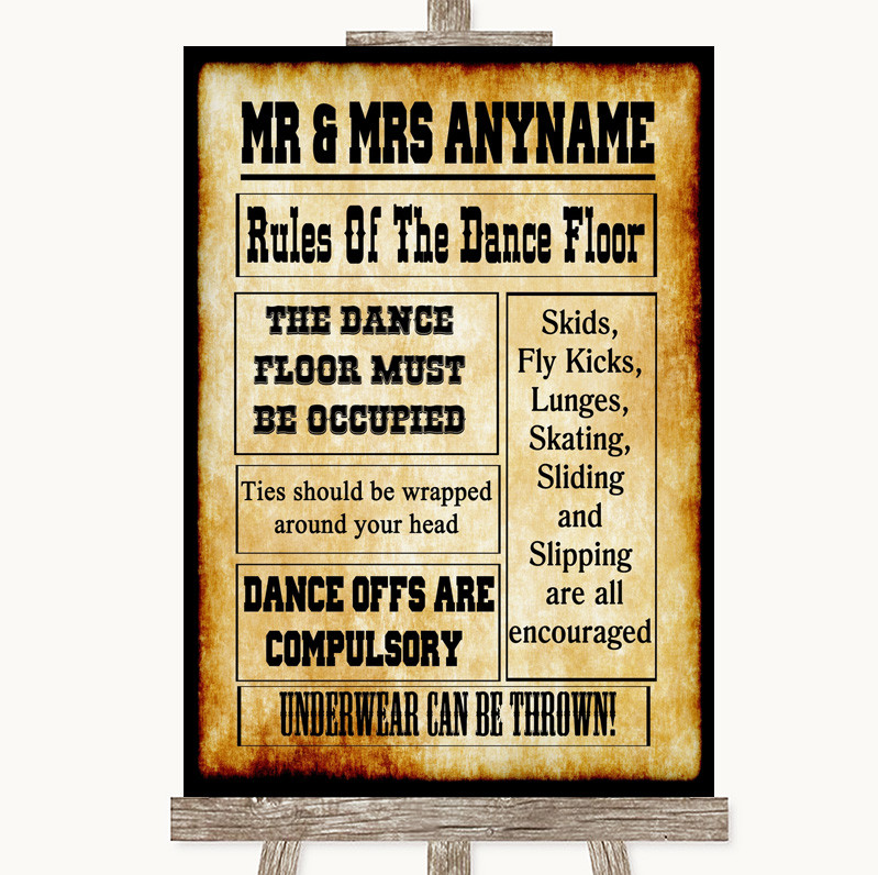 Western Rules Of The Wedding Personalised Wedding Sign - The Card Zoo