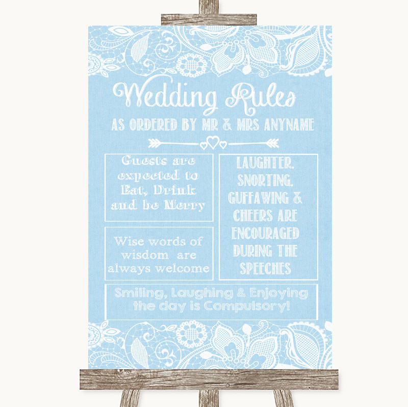 Blue Rules Of The Wedding Personalised Wedding Sign - The Card Zoo