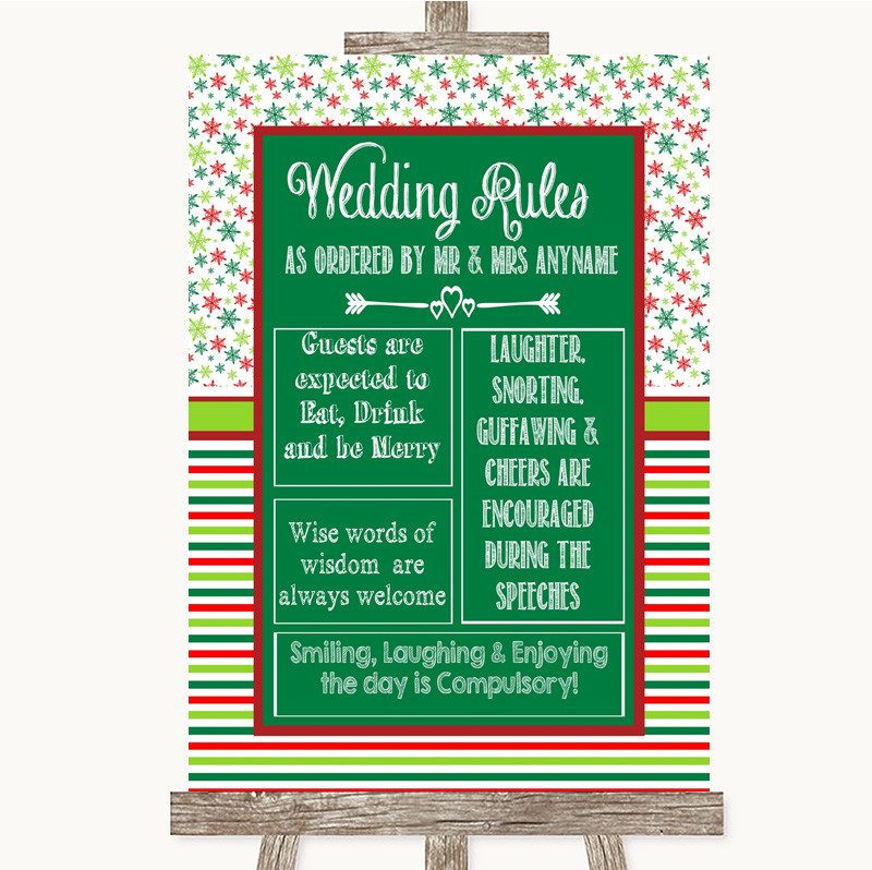 Red & Grey Winter Rules Of The Wedding Personalised Wedding Sign - The ...