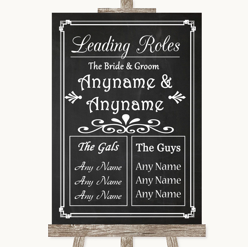Chalk Style Blush Pink Rose and Gold Who's Who Leading Roles Wedding ...