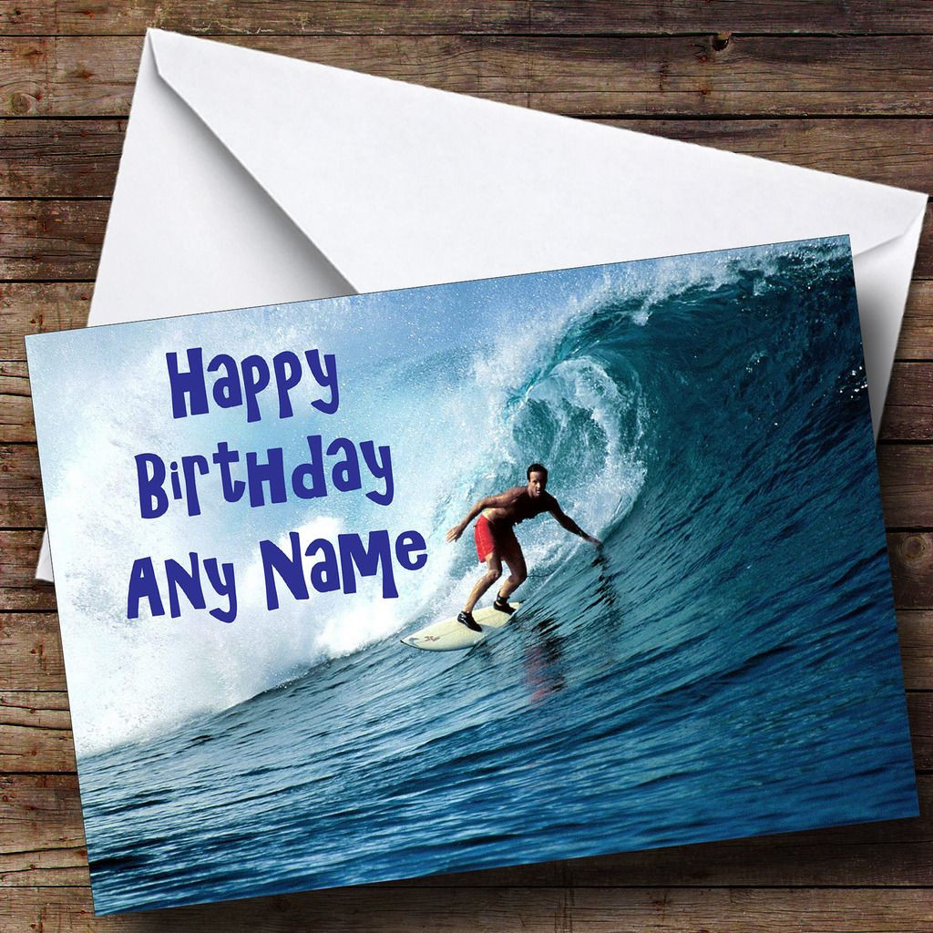Surfing Personalised Birthday Card - The Card Zoo