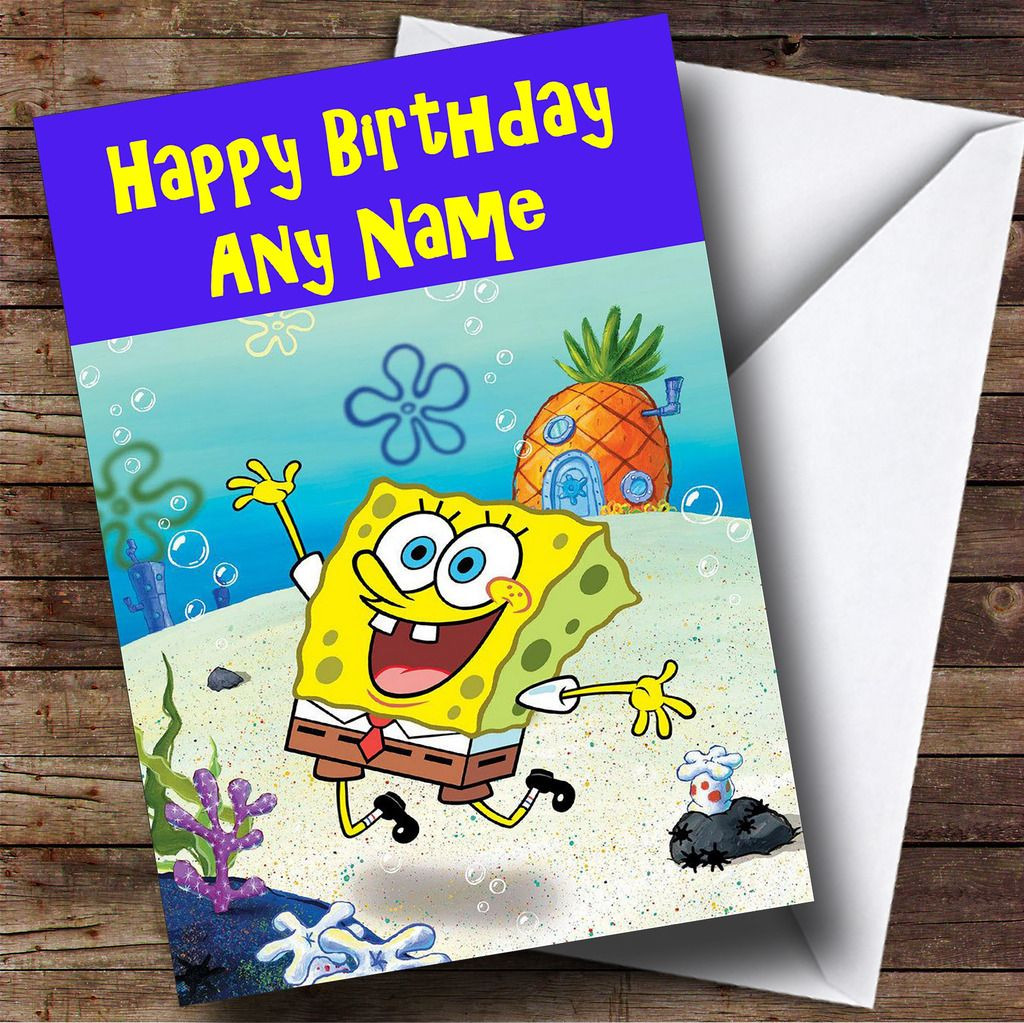 SpongeBob Squarepants Rainbow Personalised Children's Birthday Card ...