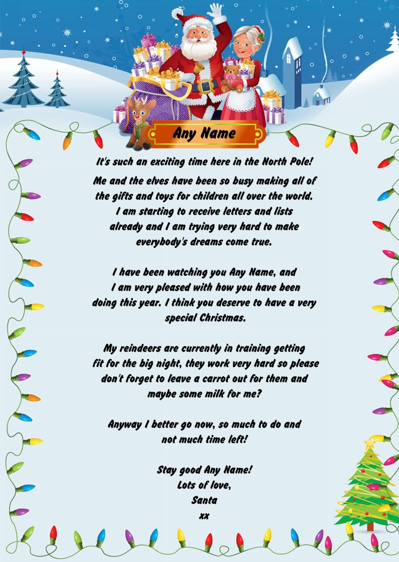 Lights Personalised Christmas Letter From Santa - The Card Zoo