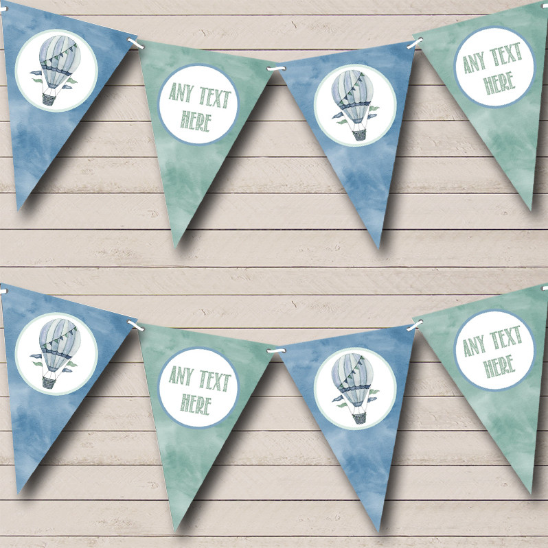 Rainbow Hot Air Balloon Personalised Childrens Party Bunting - The Card Zoo
