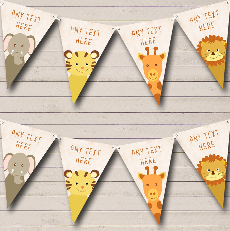 Jungle Animals Cute Personalised Children's Party Bunting - The Card Zoo