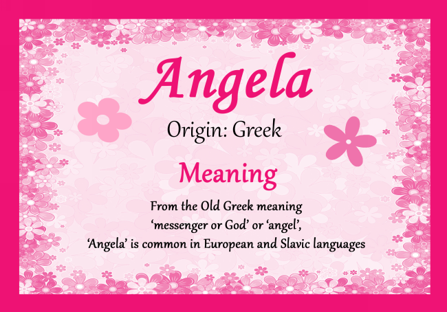 Angela Personalised Name Meaning Certificate - The Card Zoo