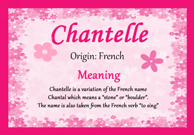 Chantelle Personalised Name Meaning Certificate - The Card Zoo