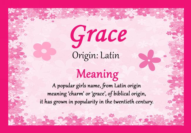 Grace Personalised Name Meaning Certificate - The Card Zoo