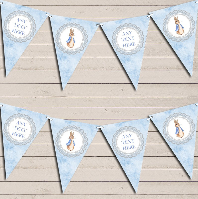 Baby Blue Peter Rabbit Personalised Christening Bunting - The Card Zoo