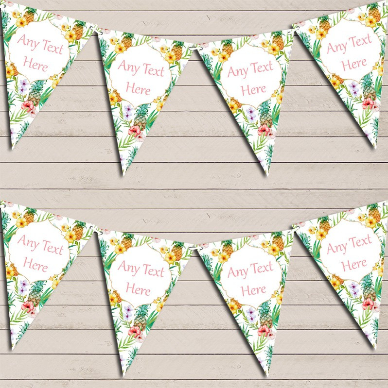 Tropical Hawaiian Beach Luau Pineapple Flamingo Hen Do Party Bunting ...