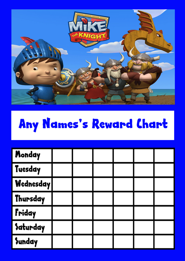 Blue Mike The Knight Star Sticker Reward Chart - The Card Zoo