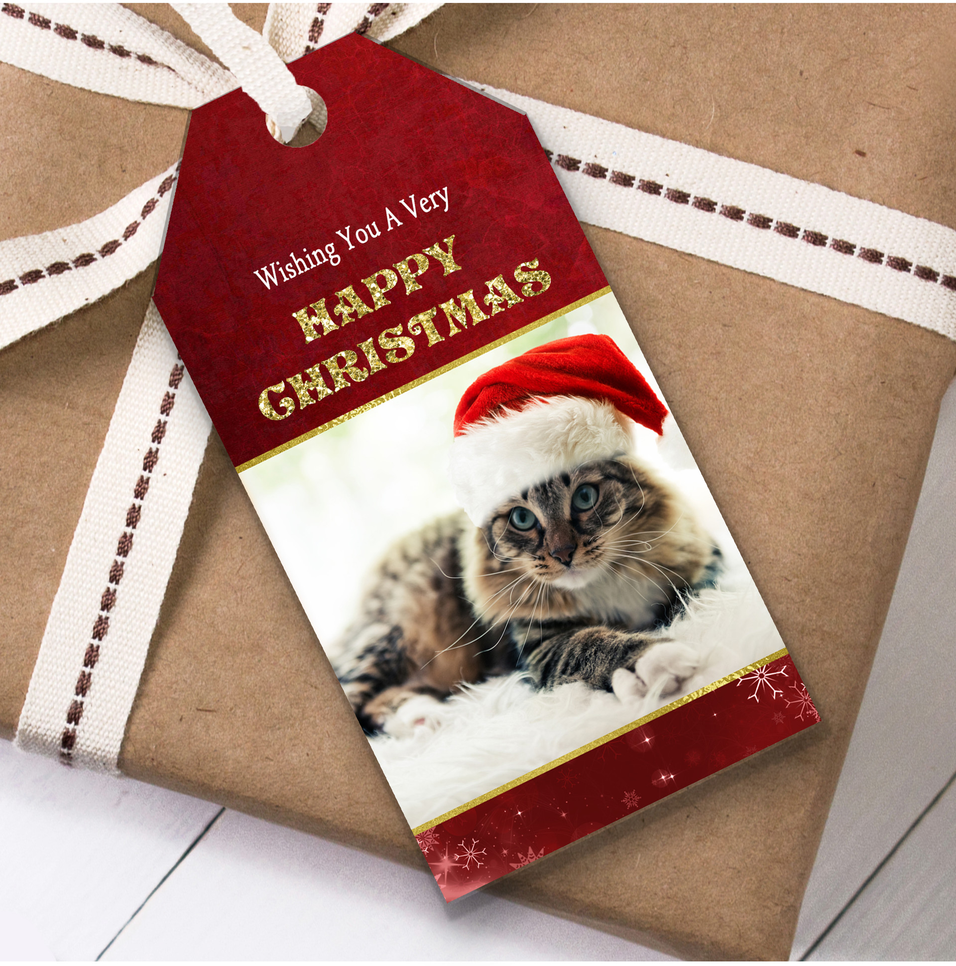 Cute Winking Cat Christmas Gift Tags - The Card Zoo