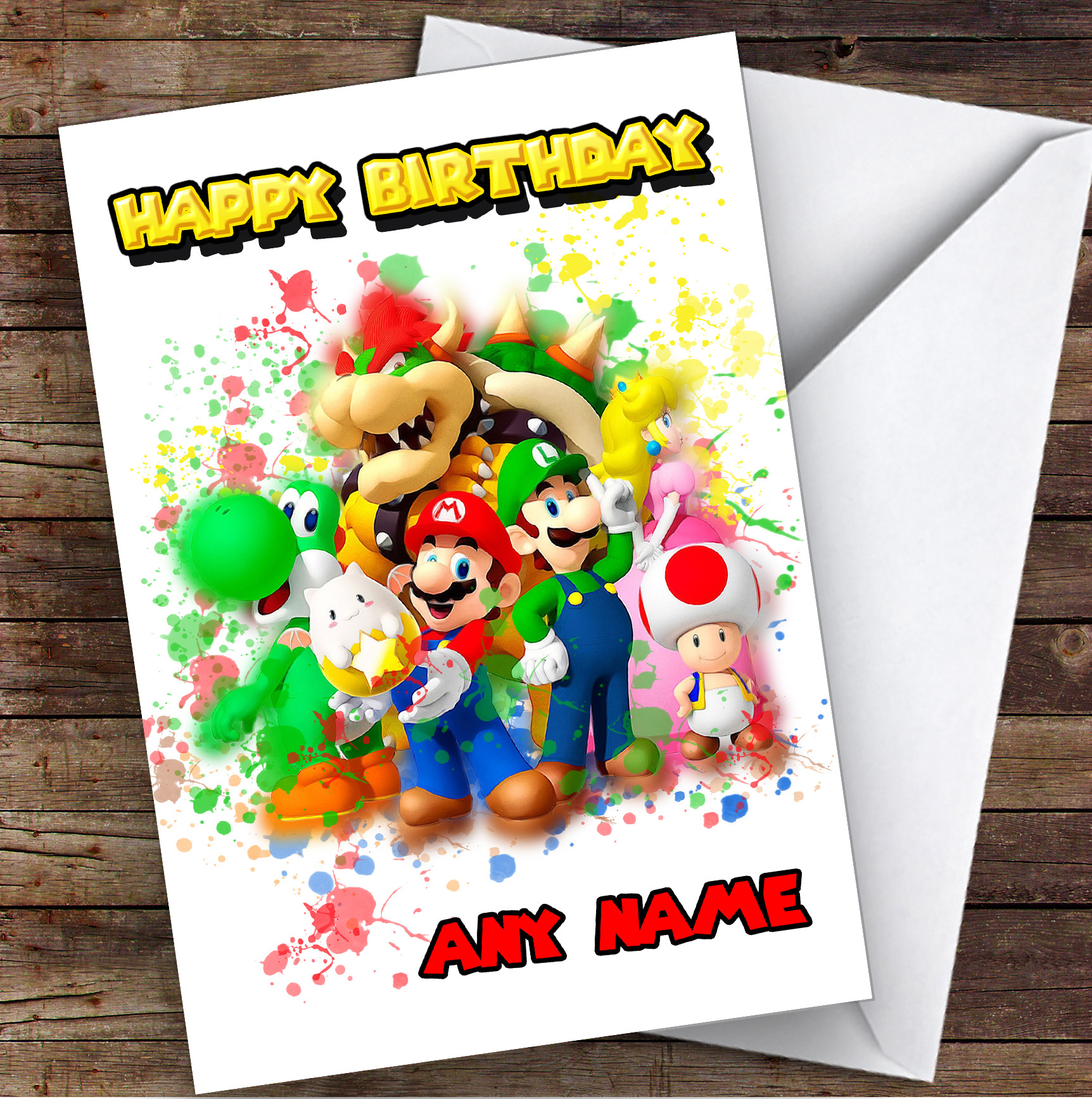 Super Mario Gang Splatter Art Children's Kids Personalised Birthday ...