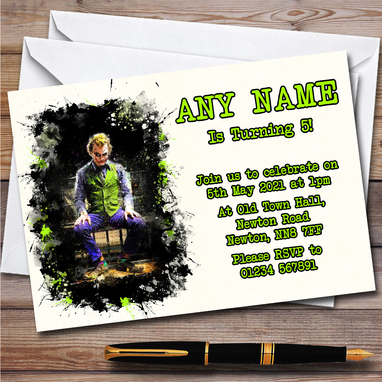 Heath Ledger Joker Splatter Children's Personalised Birthday Party ...
